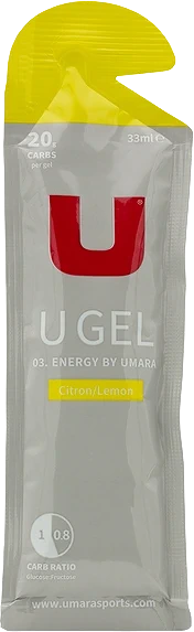 U Gel, Liquid gel i fräsch smak med 20g kolhydrater + elektrolyter. | Umara
